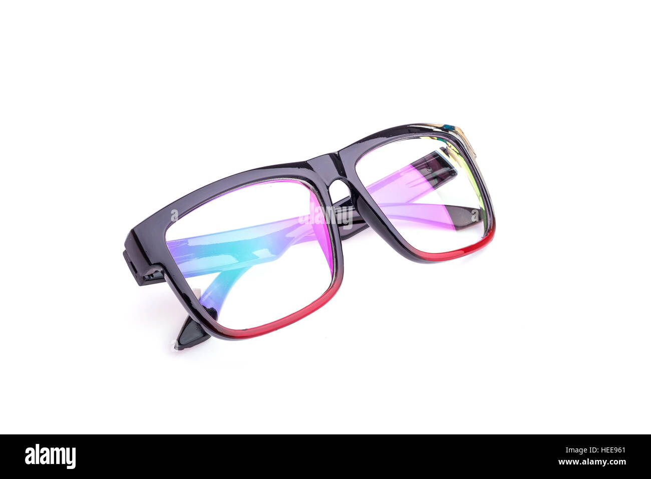 Close up black eye glasses isolated on white background Stock Photo - Alamy