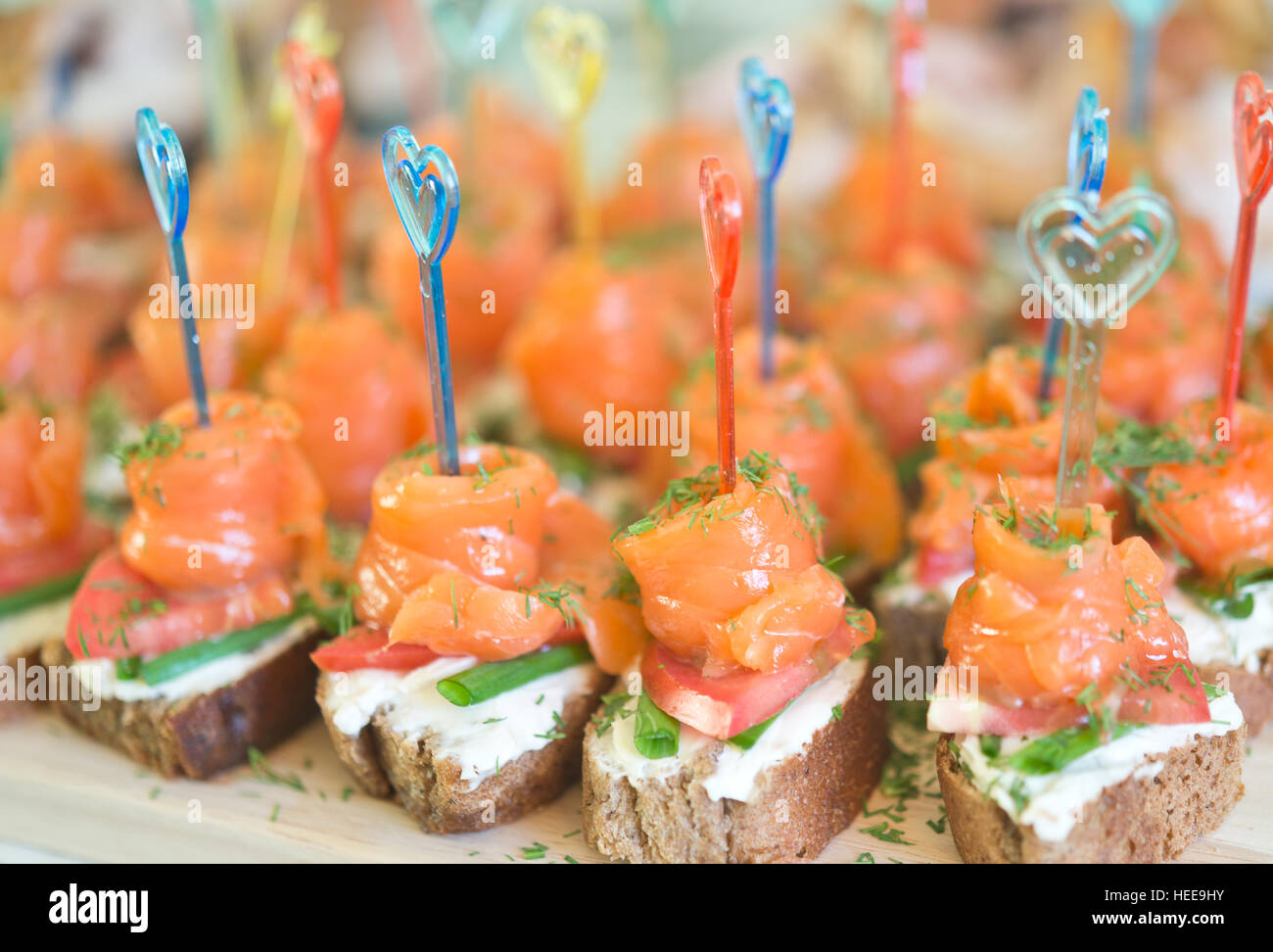 canapes with red fish Stock Photo - Alamy