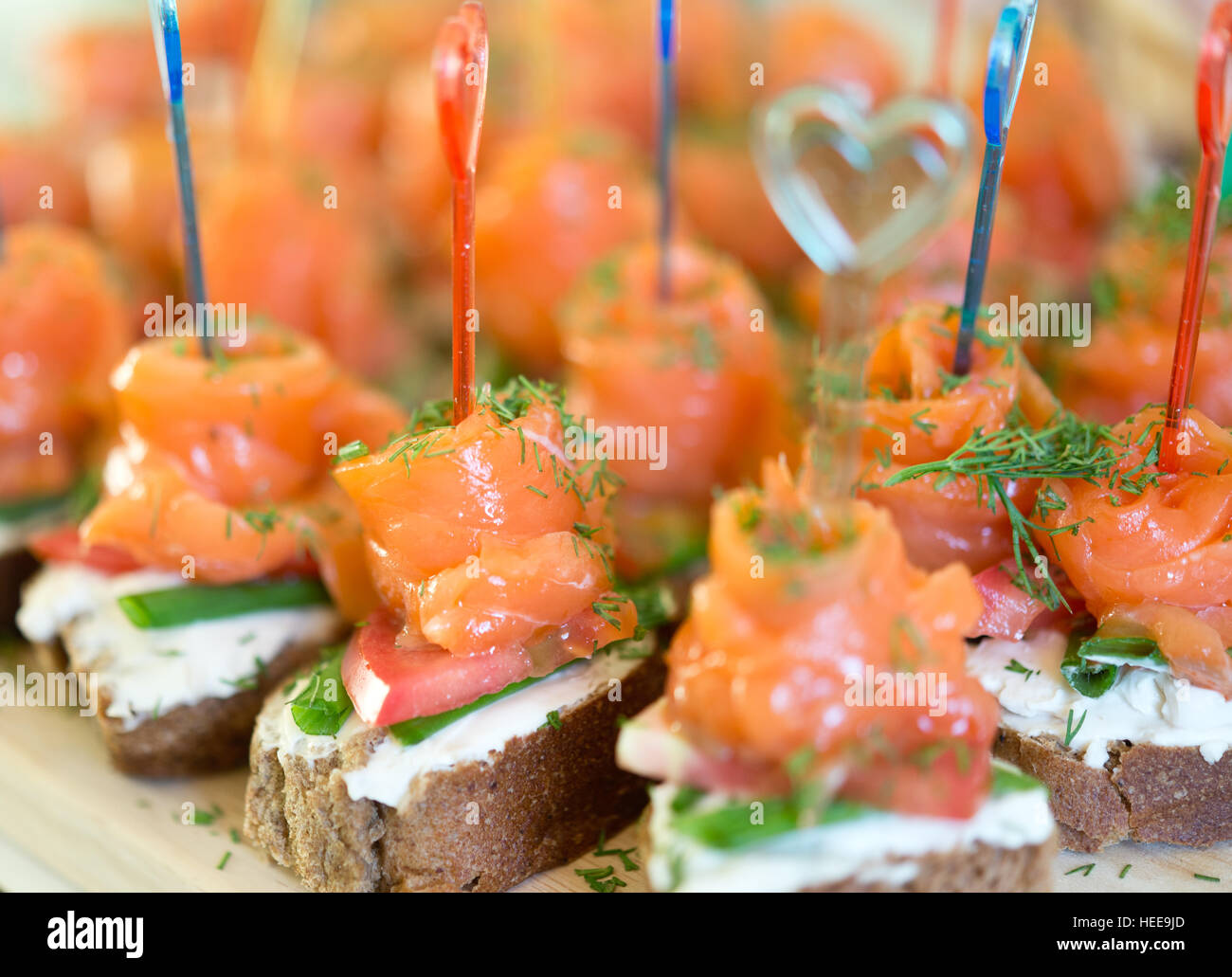 canapes with red fish Stock Photo - Alamy