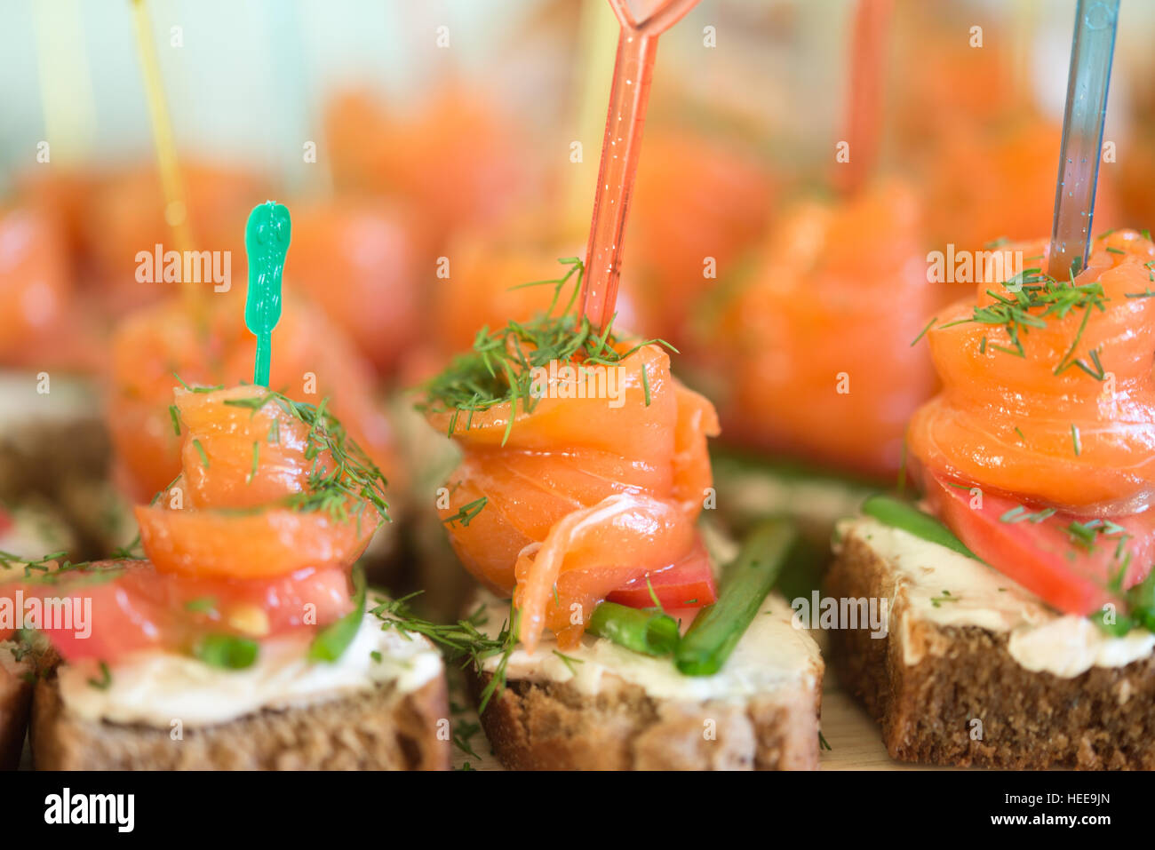 canapes with red fish Stock Photo - Alamy