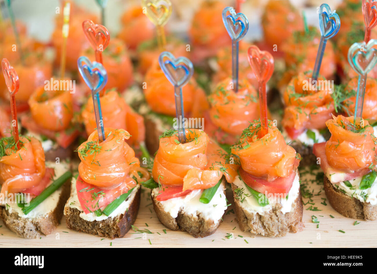 canapes with red fish Stock Photo - Alamy