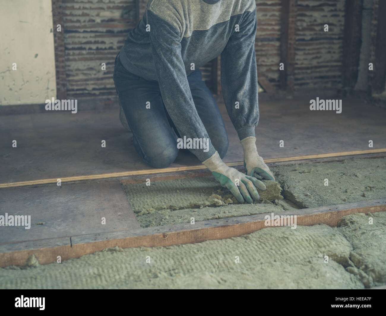 Installing insulation in attic hi-res stock photography and images - Alamy