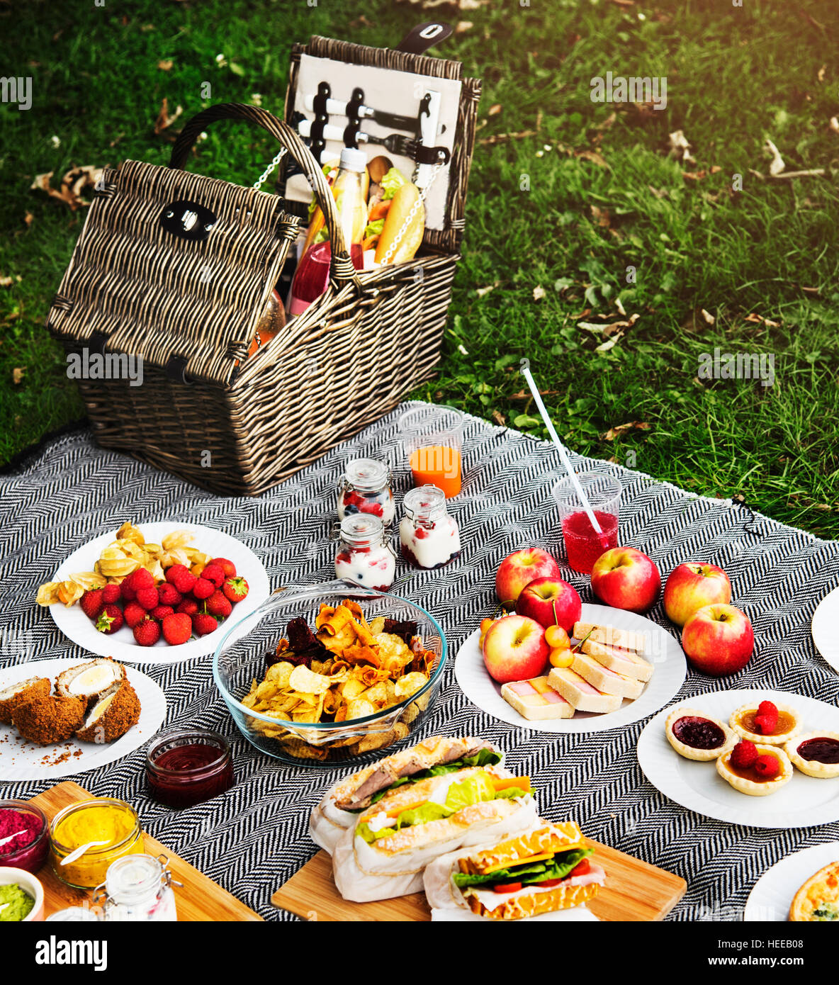 Picnic Lunch Meal Outdoors Park Food Concept Stock Photo - Alamy