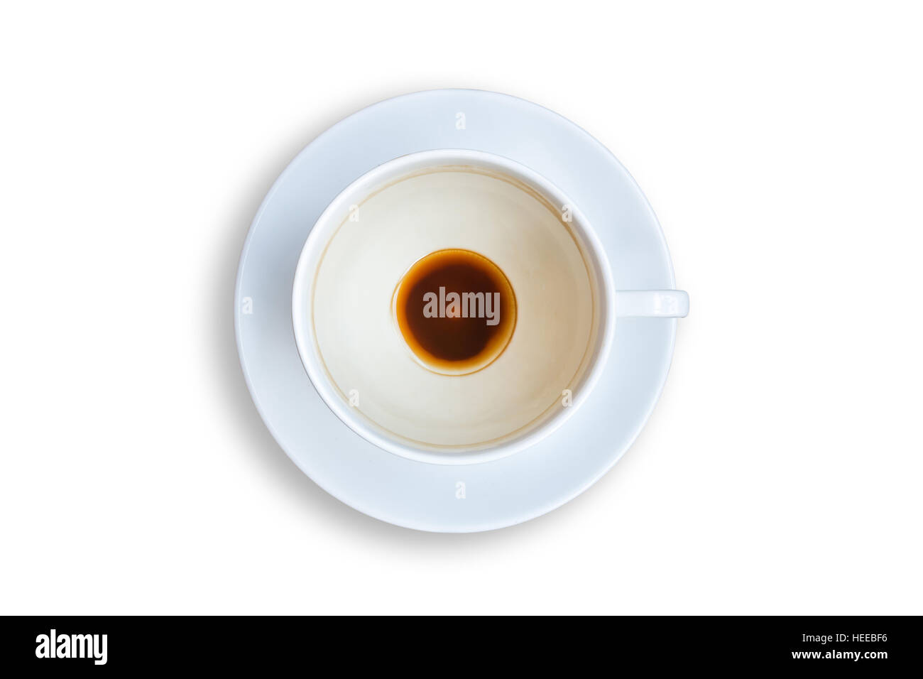 Top view empty coffee cup after drink isolated on white background ...