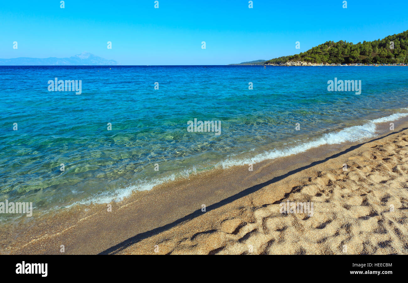Aegean sea coast landscape with aquamarine water, view from Armenistis ...