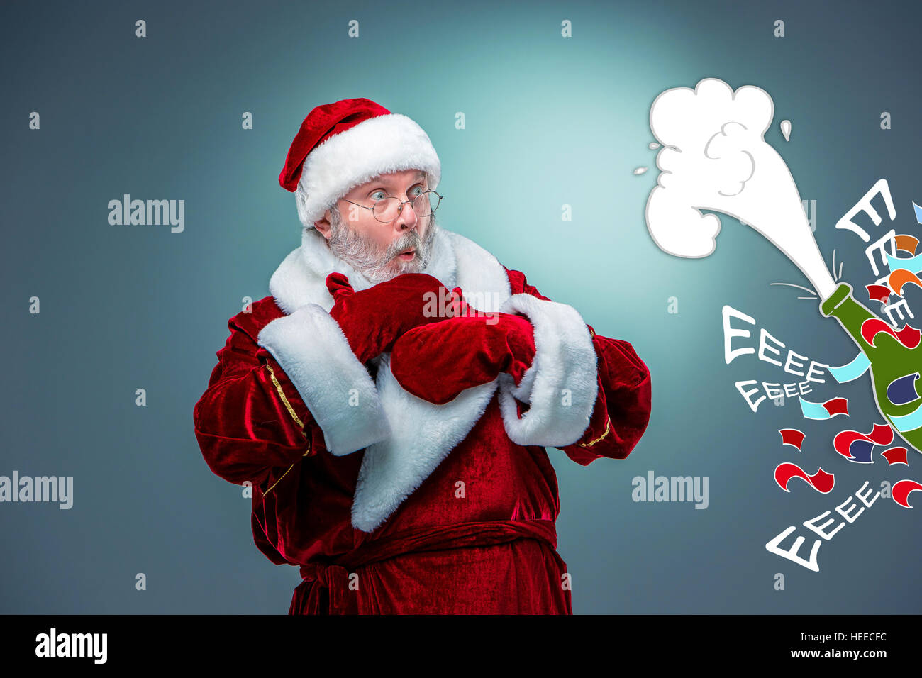 Surprised Santa Claus Stock Photo - Alamy