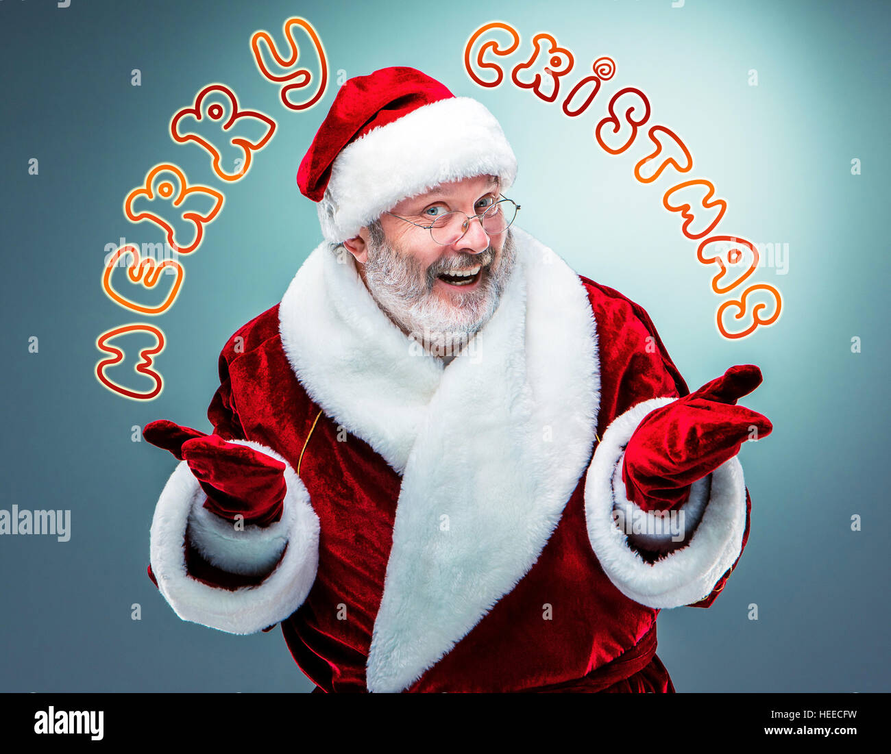 happy, smiling Santa Claus Stock Photo - Alamy