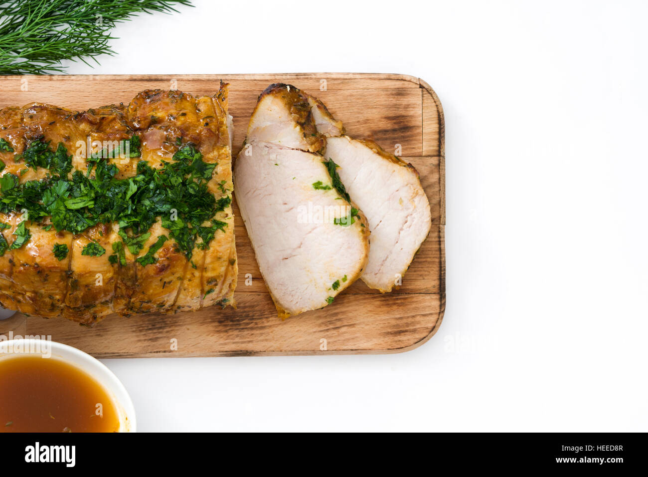 Roasted pork isolated on white background Stock Photo - Alamy