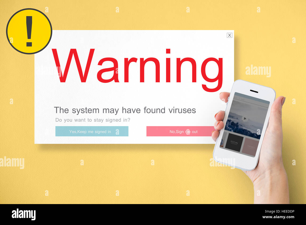 Exclamation Warning Caution Popup Concept Stock Photo - Alamy