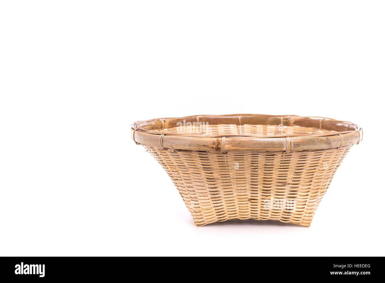 Empty bamboo basket handmade isolated on white background Stock Photo ...