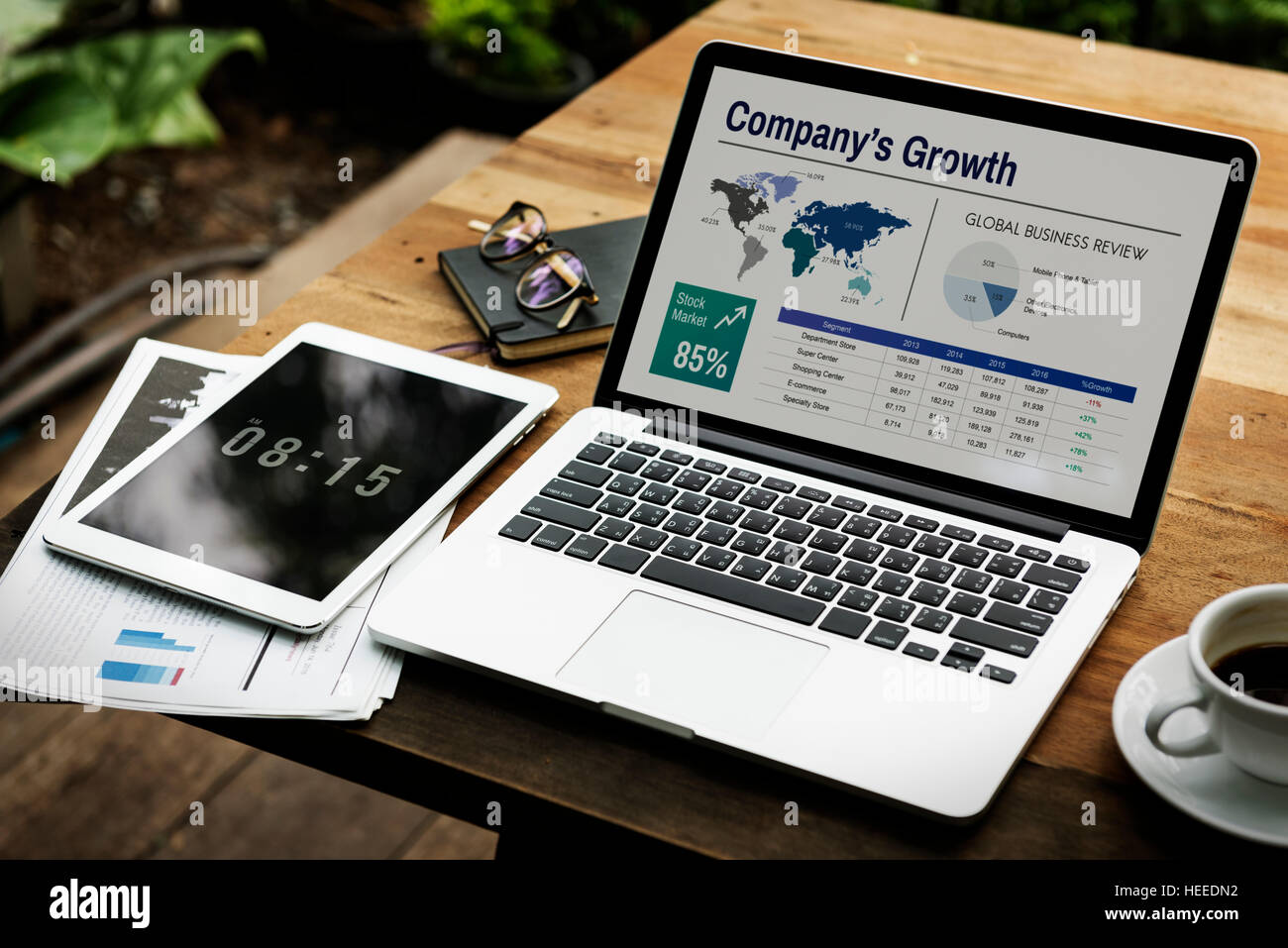Digital Laptop Working Global Business Concept Stock Photo - Alamy