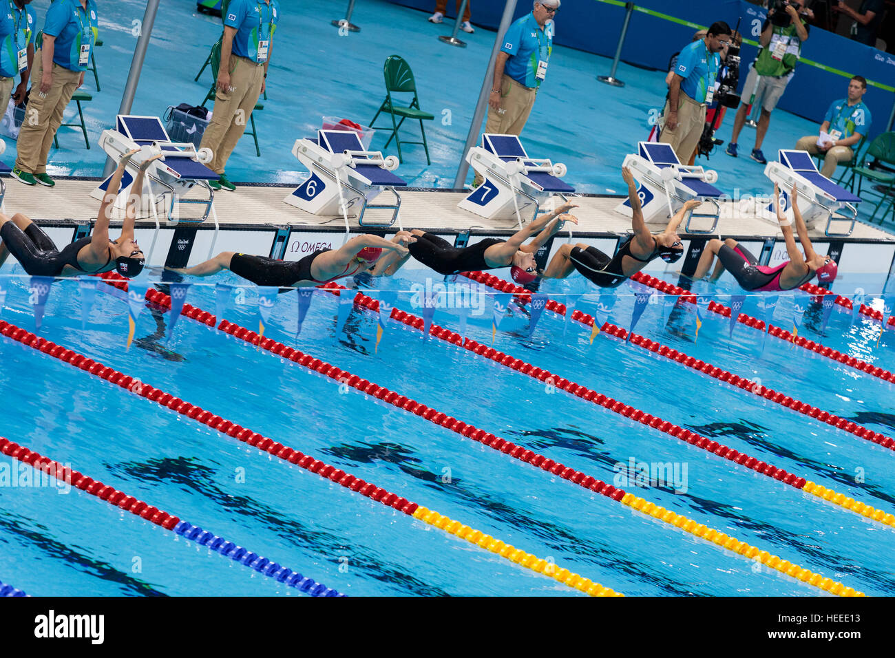 Rio de Janeiro, Brazil. 7 August 2016. Start of the women's 100m ...