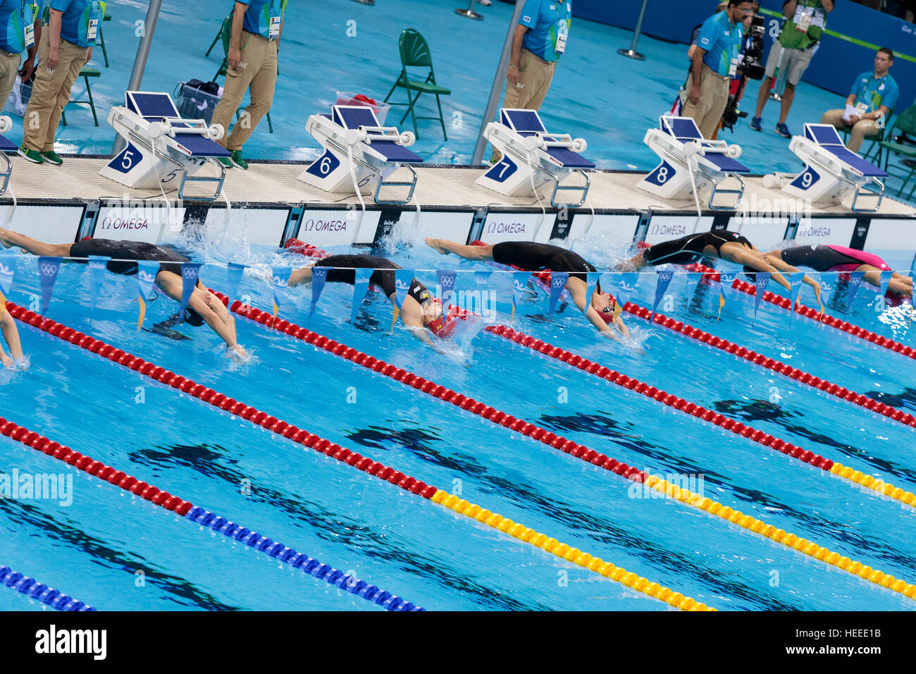Rio de Janeiro, Brazil. 7 August 2016. Start of the women's 100m ...