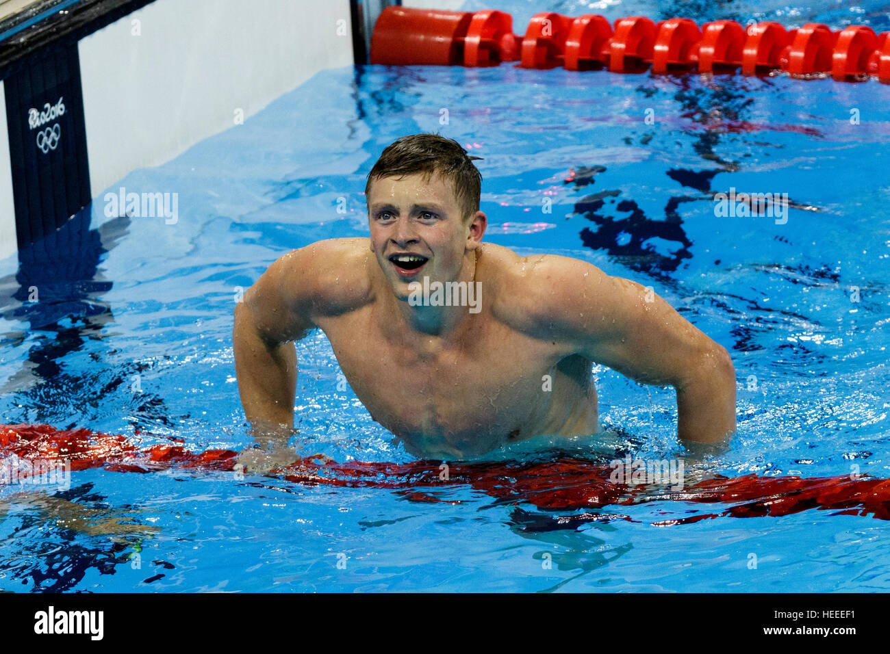Rio de Janeiro, Brazil. 7 August 2016. Adam Peaty (GBR) the gold medal ...