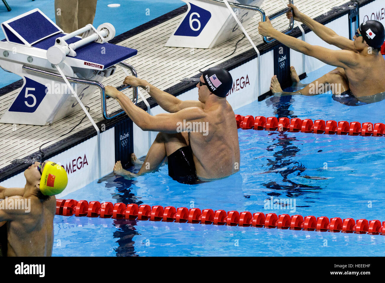 Rio de Janeiro, Brazil. 7 August 2016. Ryan Murphy (USA) competing in ...