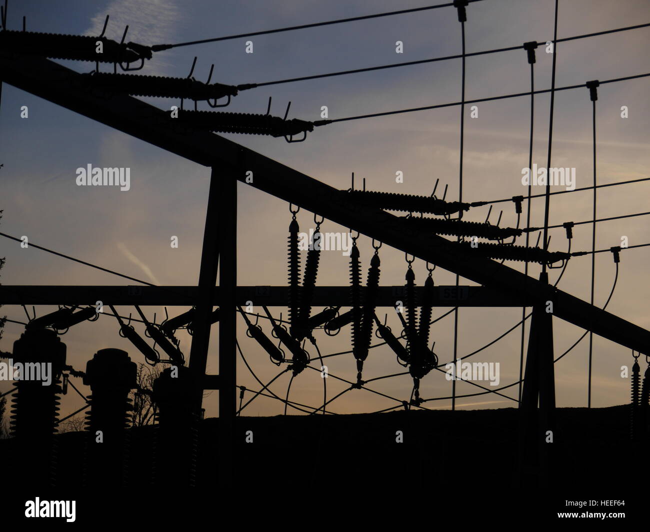 Electrical power grid in silhouette Stock Photo - Alamy