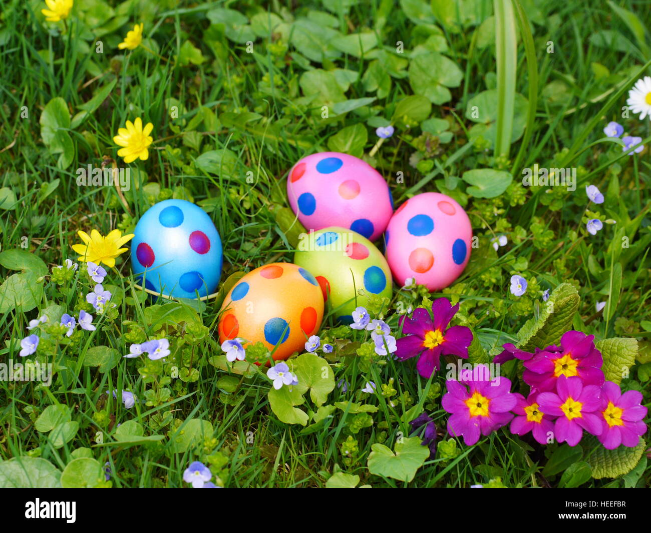 easter eggs lawn Stock Photo - Alamy