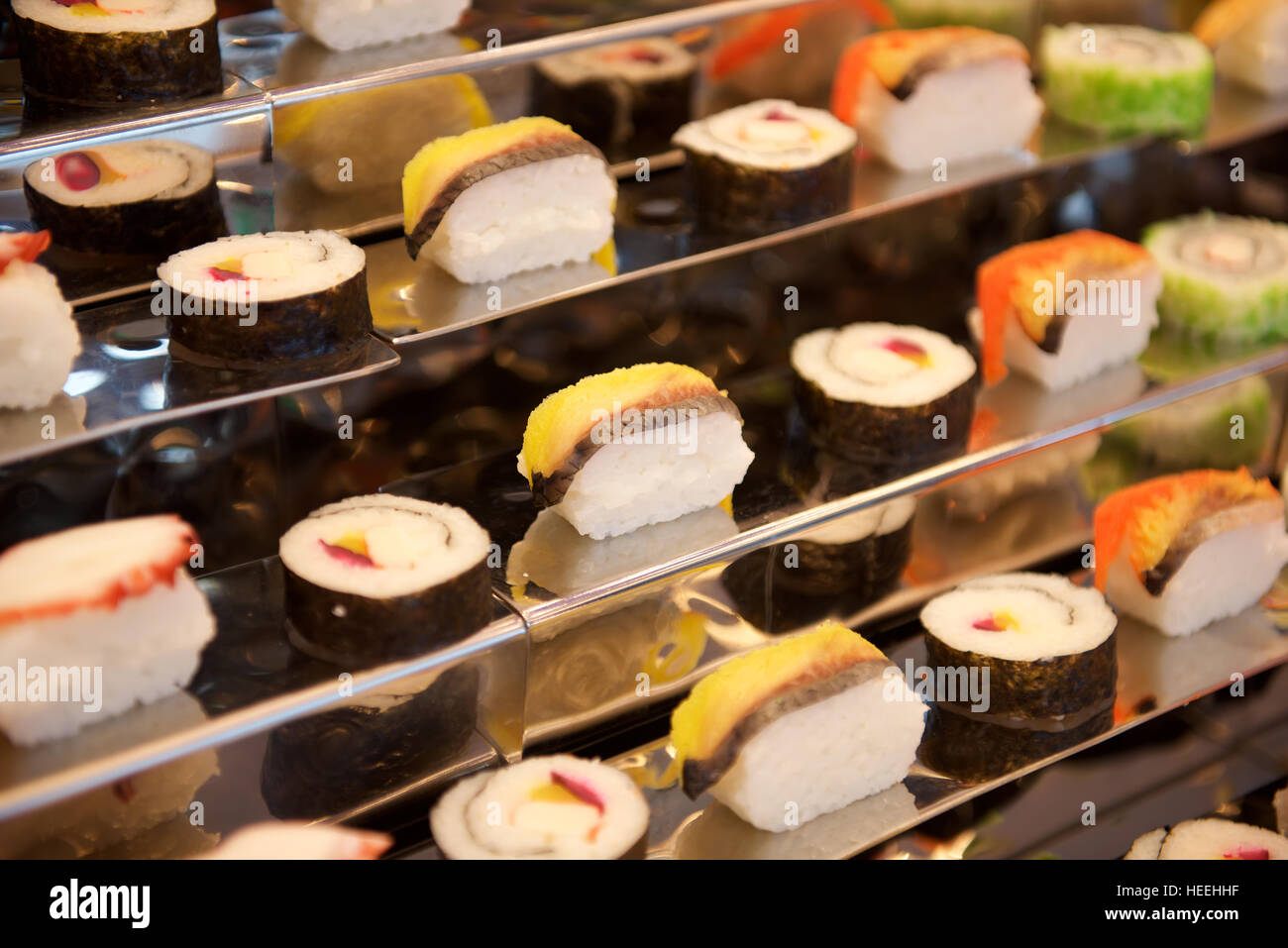 Assorted Sushi rolls in buffet restaurant Stock Photo - Alamy