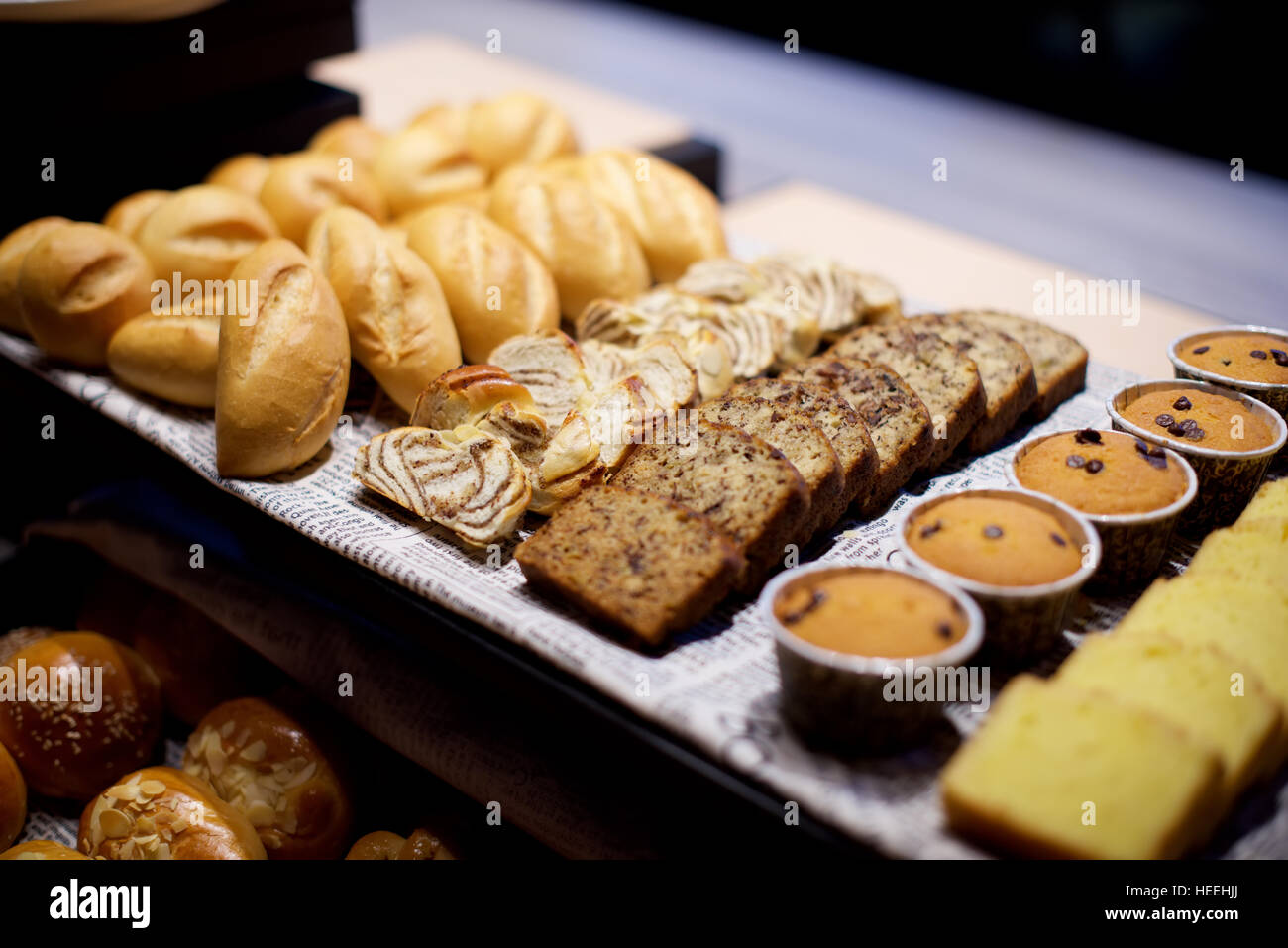 Assorted pastries buffet in restaurant Stock Photo - Alamy