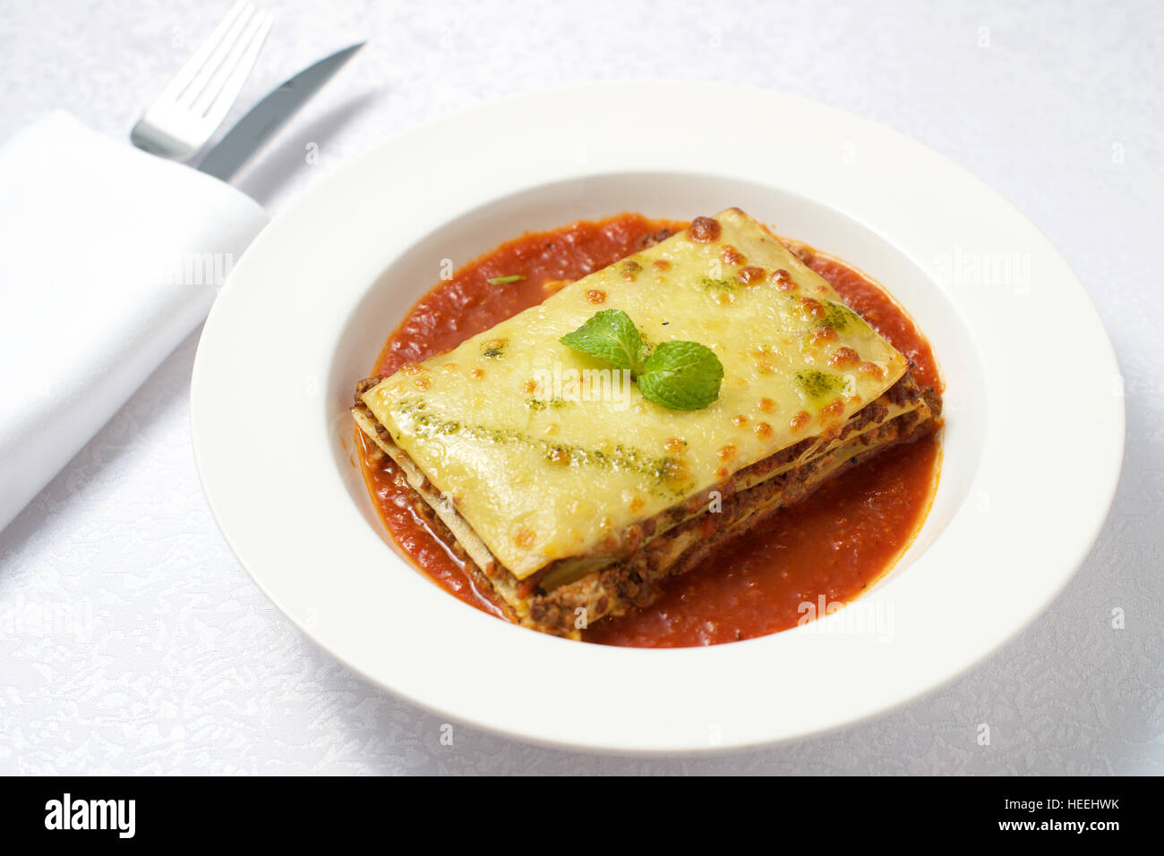 Lasagne dish on plate hi-res stock photography and images - Alamy