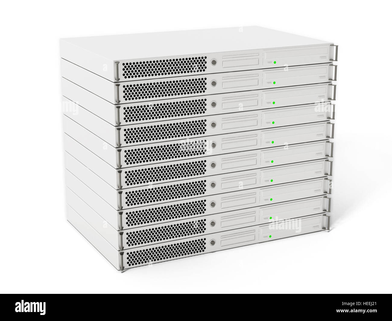 White data server units isolated on white background. 3D illustration ...