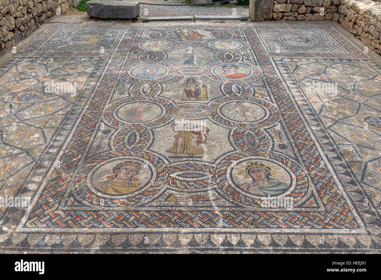 Floor mosaic, Roman ruins, Volubilis, Morocco Stock Photo - Alamy