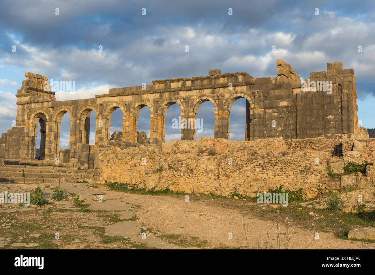 Basilica, Roman ruins, Volubilis, Morocco Stock Photo - Alamy