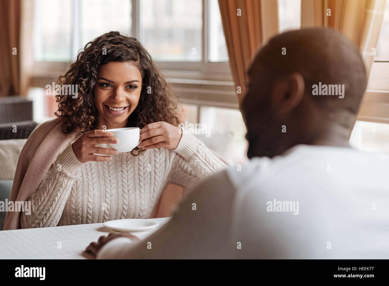 African american couple having conversation hi-res stock photography ...
