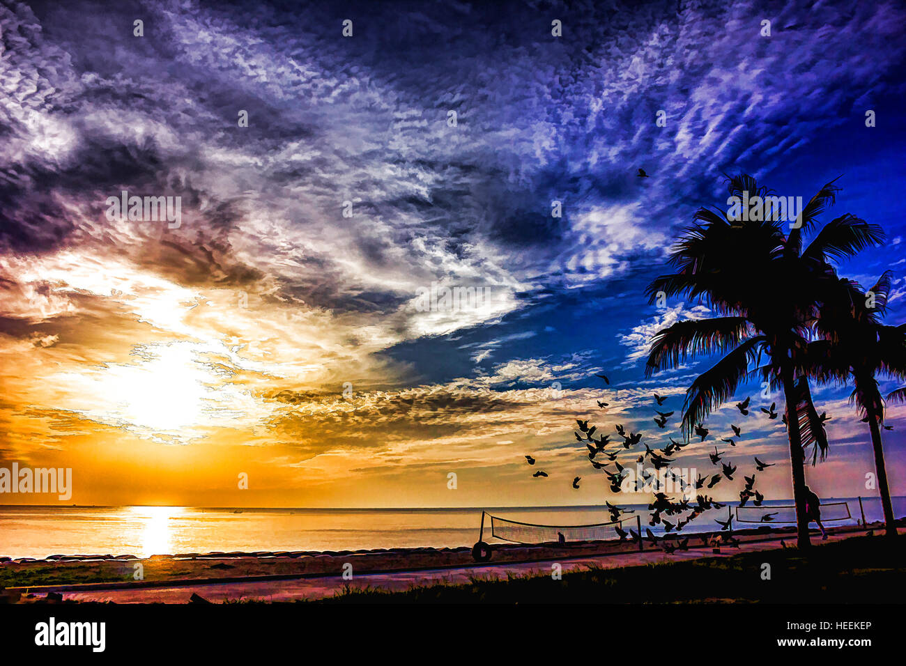 Beautiful sunrise on the songkhla beach Stock Photo - Alamy