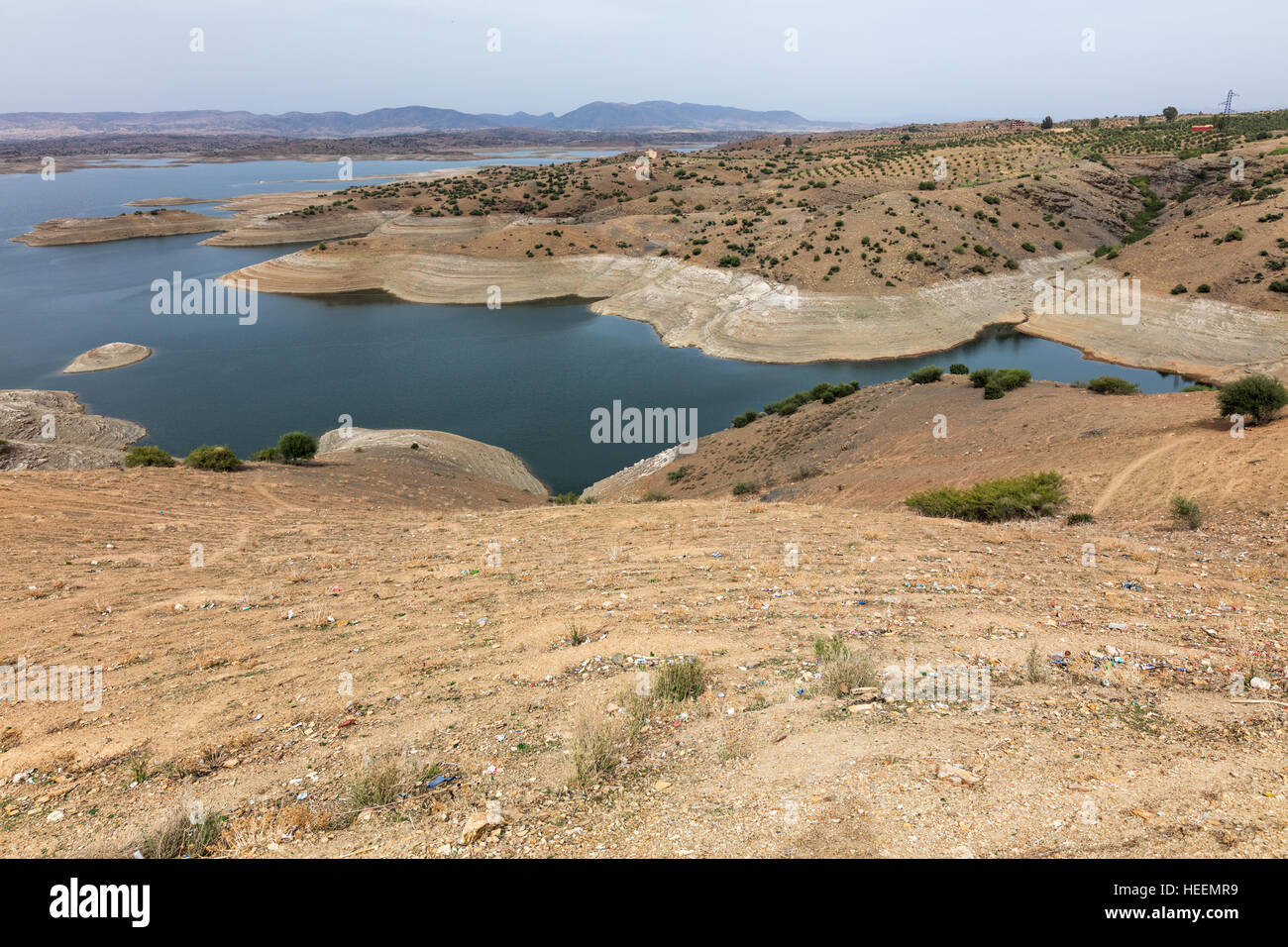 Water reservoir, hydroelectric power dam, near Fes, Morocco Stock Photo ...