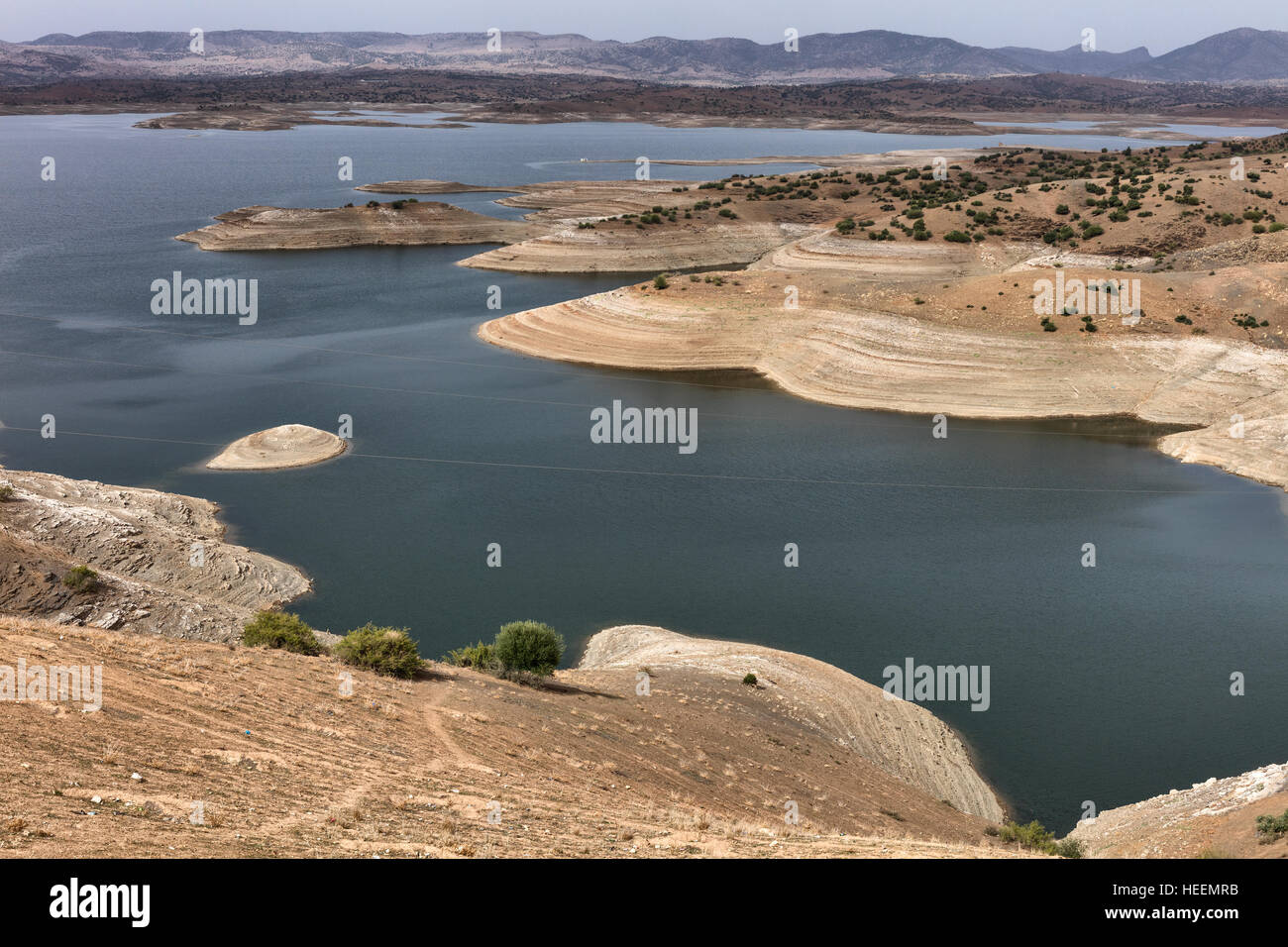 Water reservoir, hydroelectric power dam, near Fes, Morocco Stock Photo ...