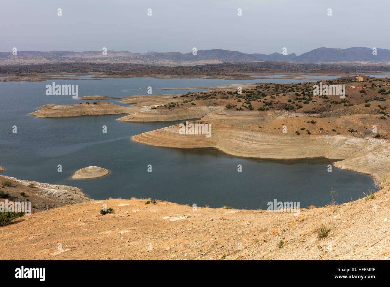 Water reservoir, hydroelectric power dam, near Fes, Morocco Stock Photo ...