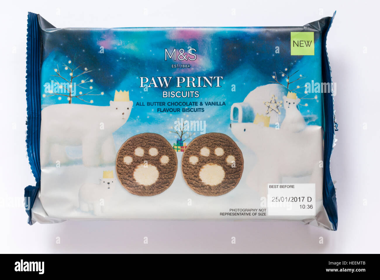 packet of M&S new Paw Print biscuits, all butter chocolate & vanilla ...