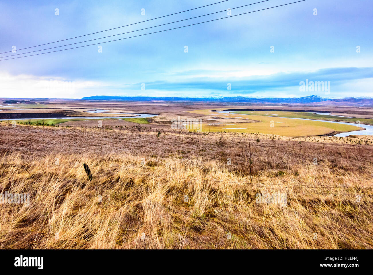 Views across the coastal plains near Borgarnes, West Iceland. This area ...