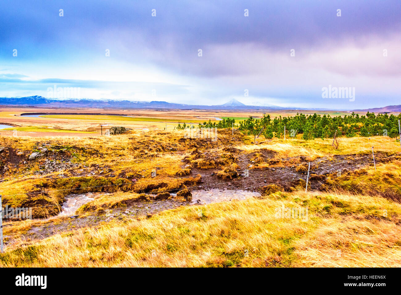 Views across the coastal plains near Borgarnes, West Iceland. This area ...