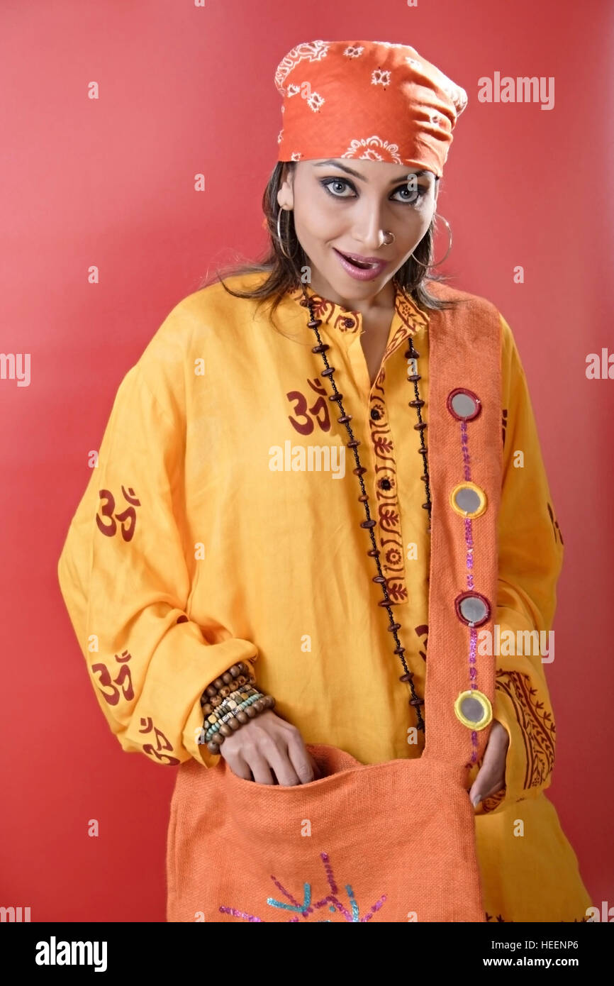 Beautiful young Indian Lady in fashion wear posing for photograph Stock ...