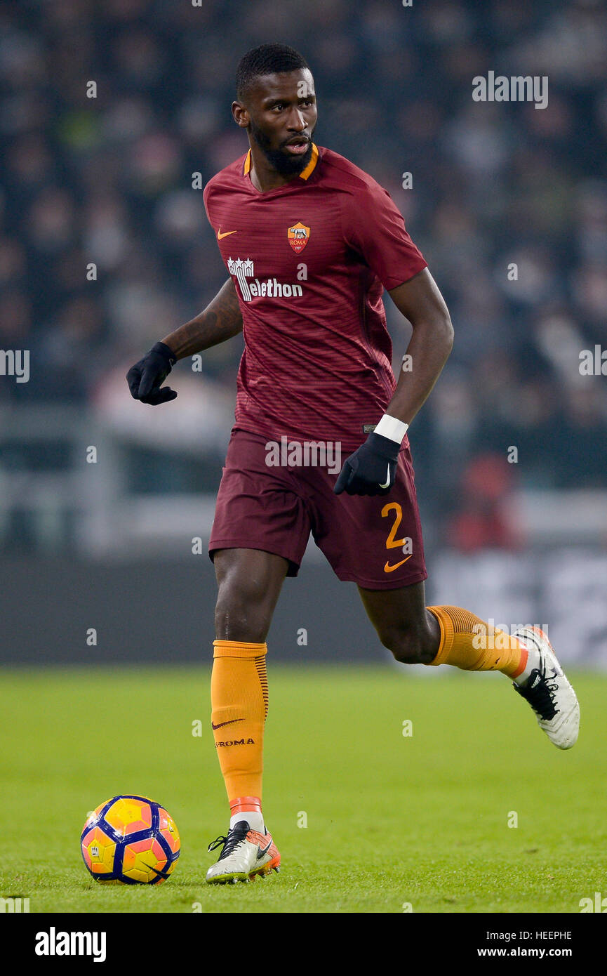 Turin, Italy. 2016, 17 december: Antonio Rudiger of AS Roma in action ...