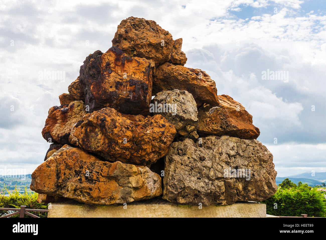 Monument formed by a heap of rocks in Suances, Cantabria, Spain Stock ...