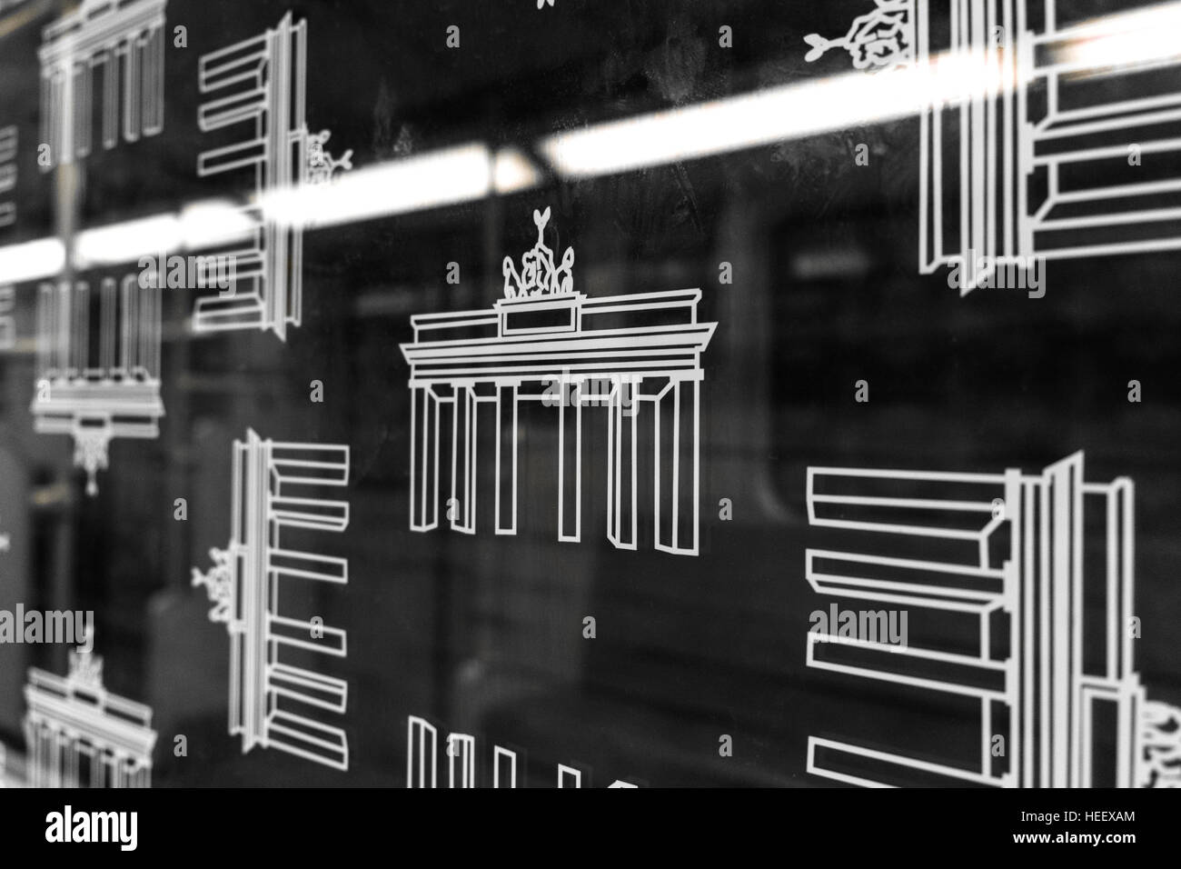 Brandenburg Gate (Brandenburger Tor) icons on BVG subway train (U-Bahn ...