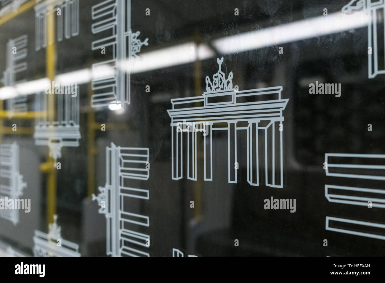 Brandenburg Gate (Brandenburger Tor) icons on BVG subway train (U-Bahn ...
