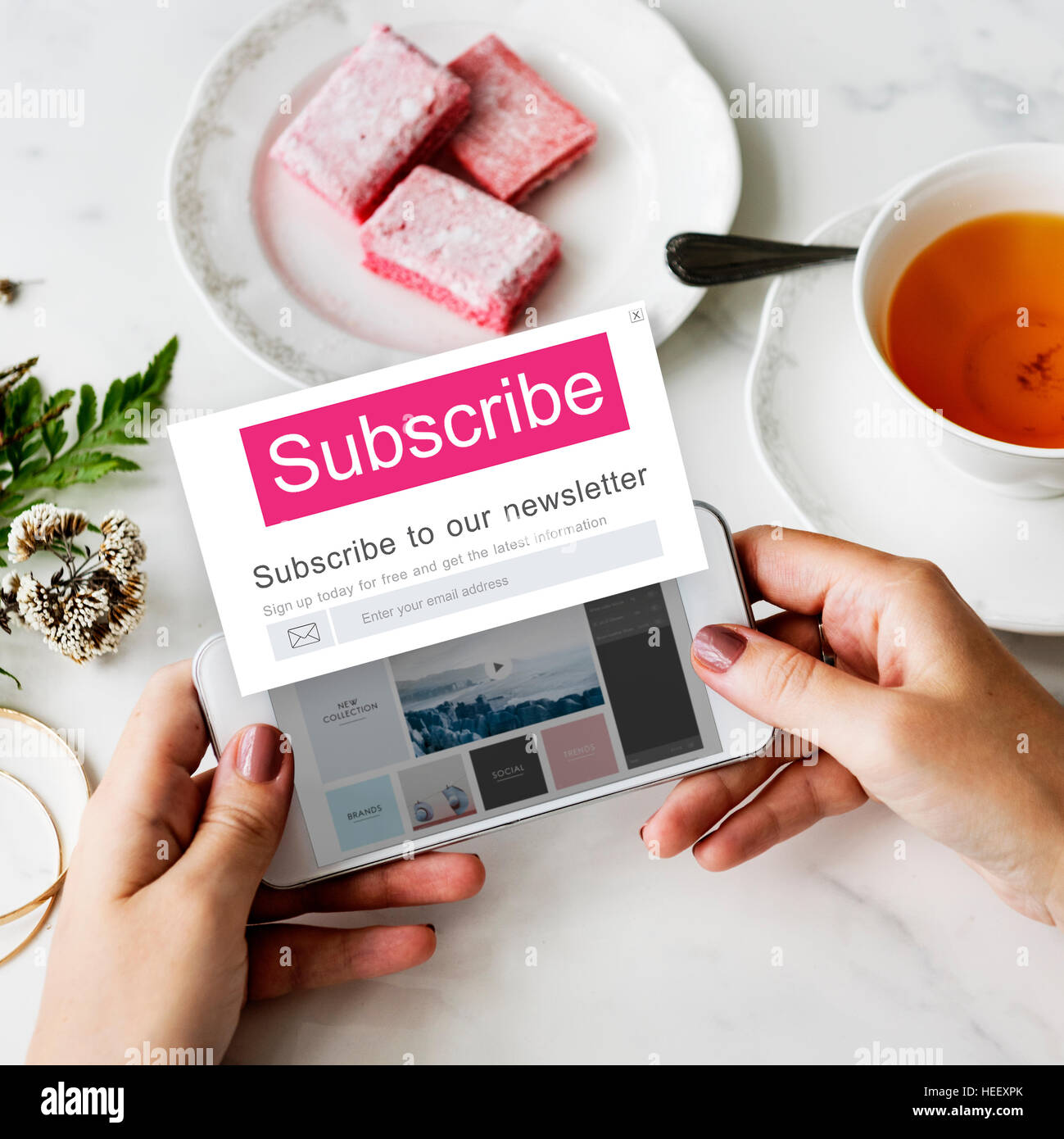 Subscribe Member Register Social Advertising Concept Stock Photo - Alamy