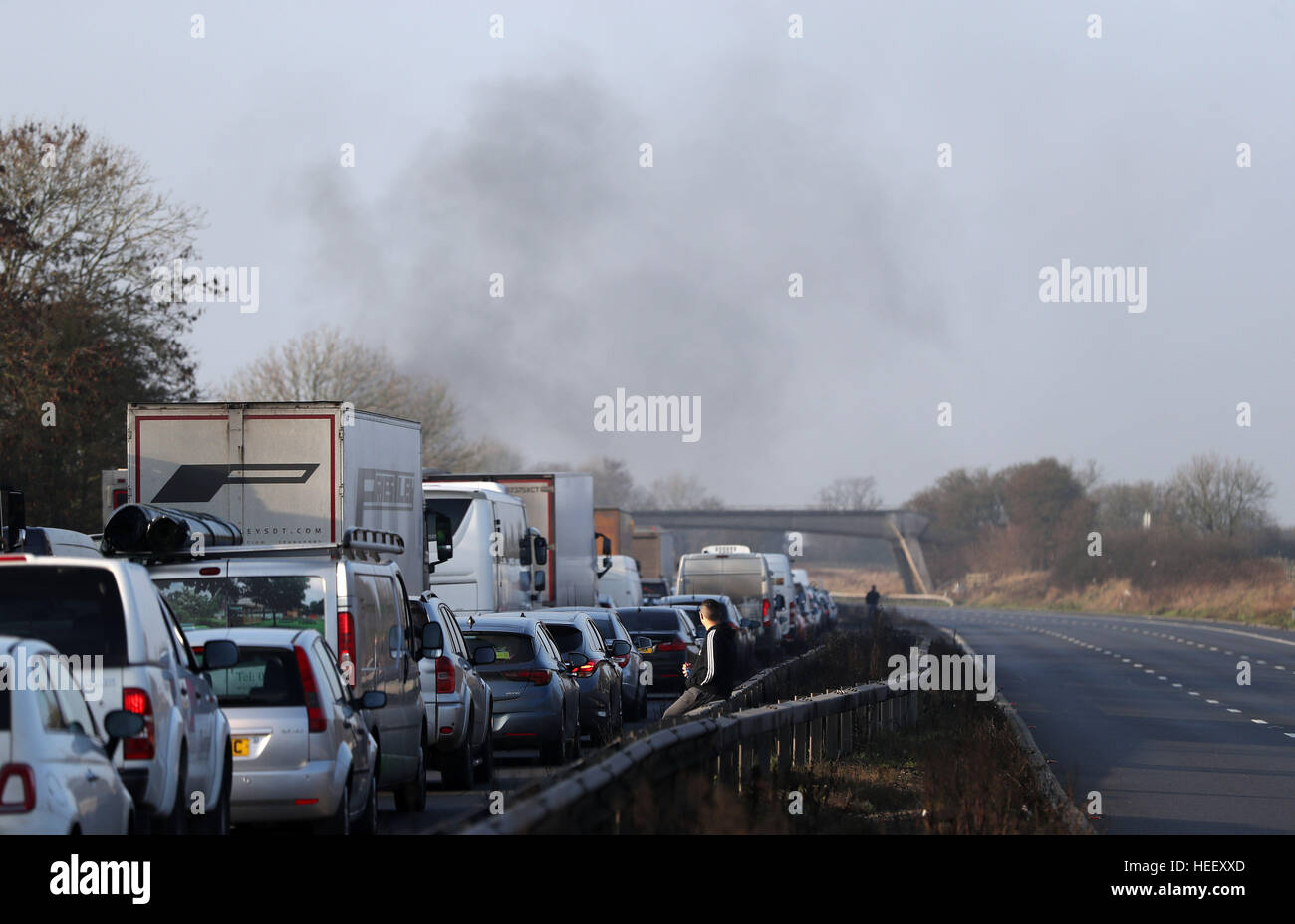 Traffic queues on the M4 westbound, between junctions 17 and 18, due to ...