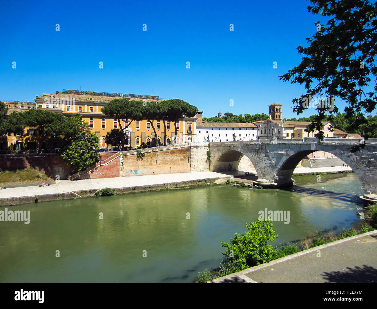 River Tiber with bridge in Rome Stock Photo - Alamy