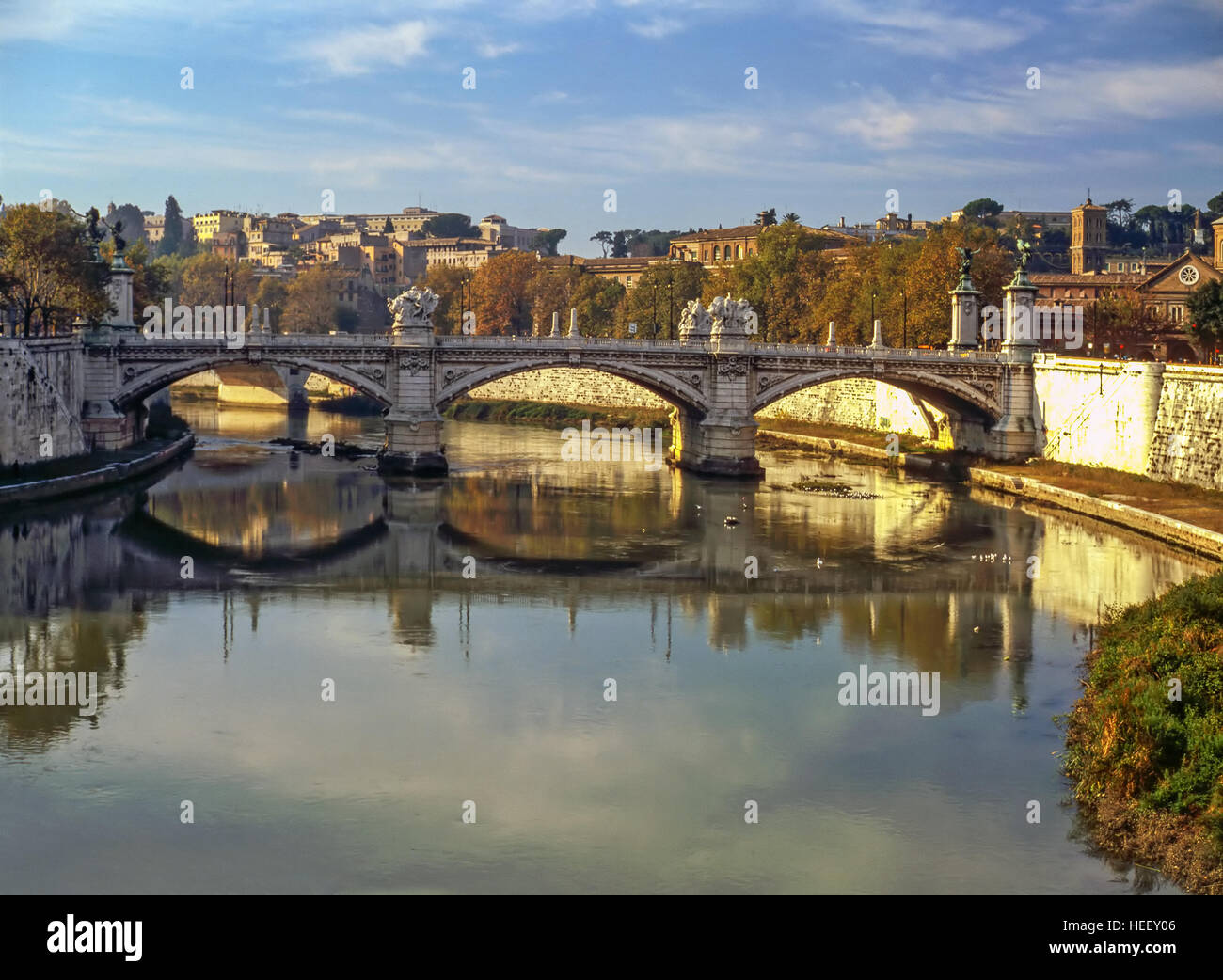 River Tiber with bridge in Rome Stock Photo - Alamy