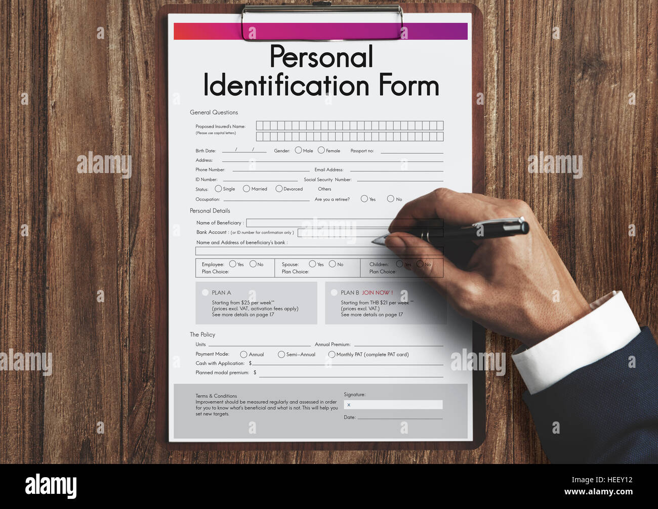 Personal Identification ID Form Concept Stock Photo - Alamy