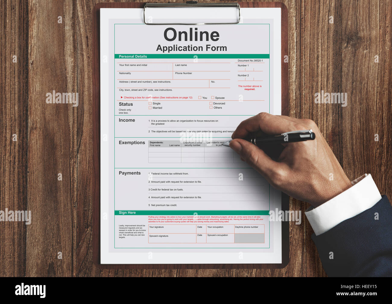 Online Application Form Document Concept Stock Photo - Alamy
