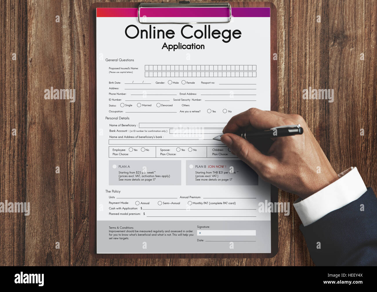 Online Collage Application Document Form Concept Stock Photo - Alamy
