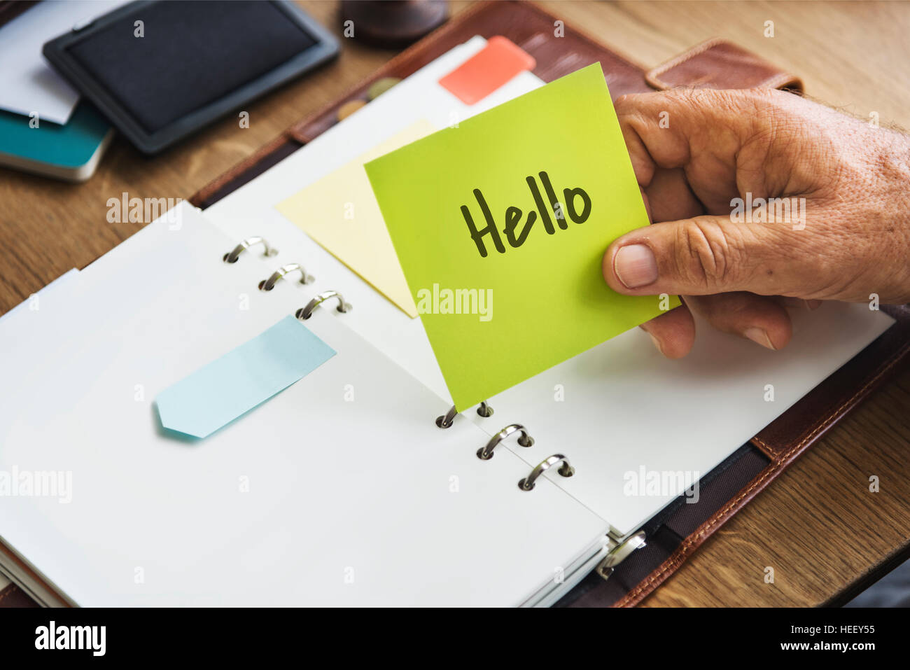 Hello Hi Greeting Expression Communication Concept Stock Photo - Alamy