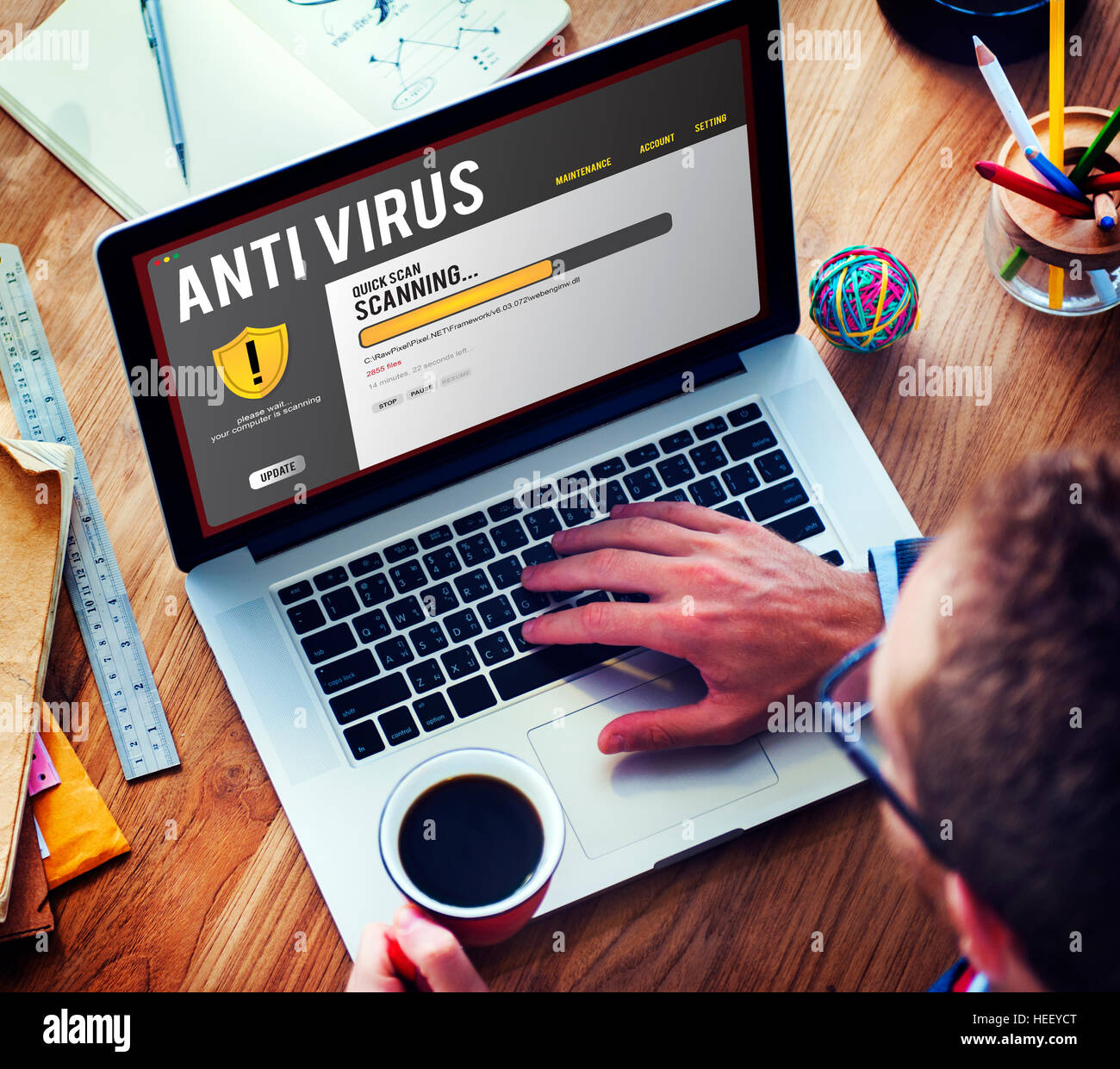 Antivirus Alert Firewall Hacker Protection Safety Concept Stock Photo ...
