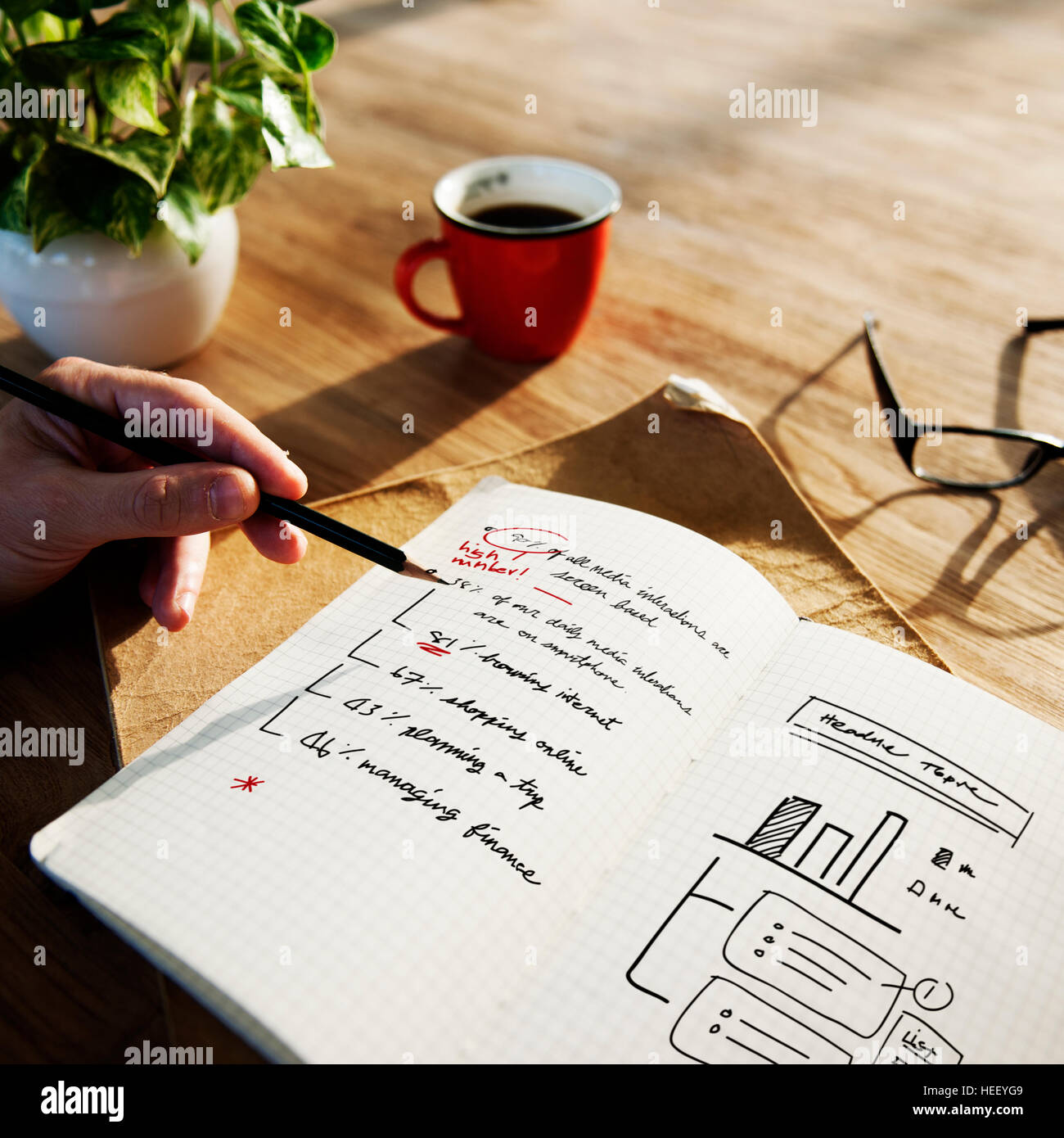 Business Plan Graph Growth Writing Notebook Concept Stock Photo - Alamy